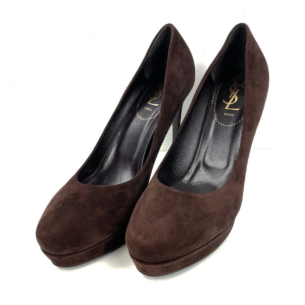 Yves Saint Laurent Gisele Suede Platform Pumps - Gem